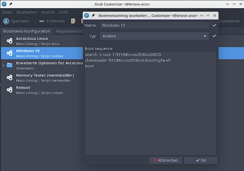 Win10, Grub 2 and UEFI · OE7DRT