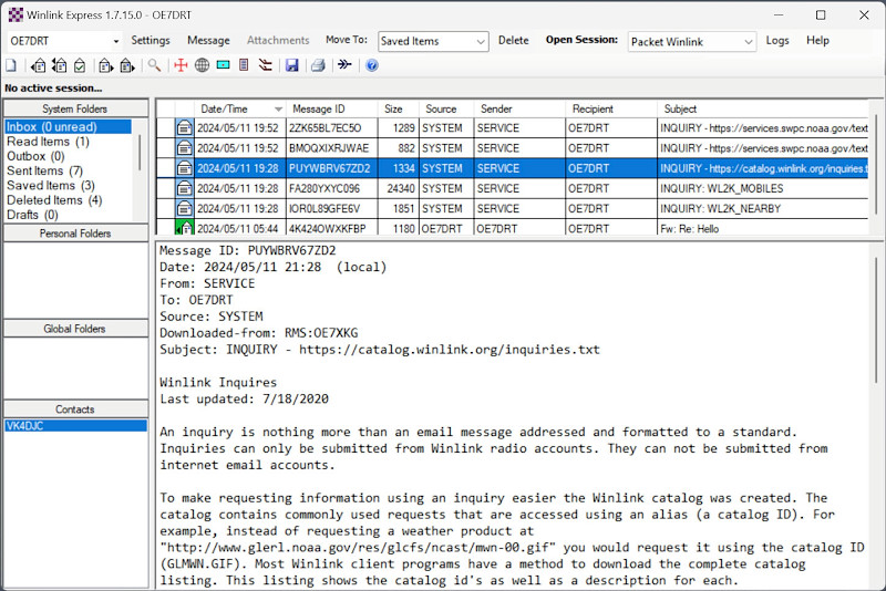 Winlink on a Windows computer and a TX-500 · OE7DRT